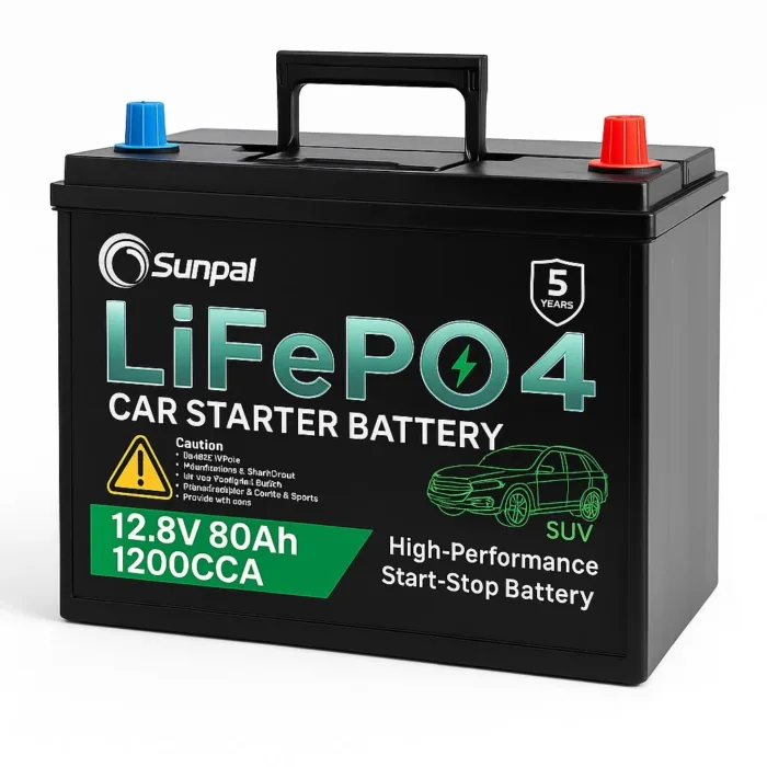 Sunpal 12V 80Ah LiFePO4 Battery: 1200CCA Performance